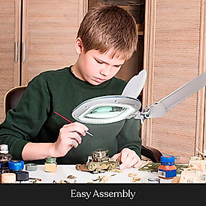 Brightech LightView Pro XL Magnifying Desk Lamp with Clamp, Adjustable Magnifying Glass with LED Light for Crafts, Reading, Close Work, Dimmable Light Magnifier with Wide Glass Lens