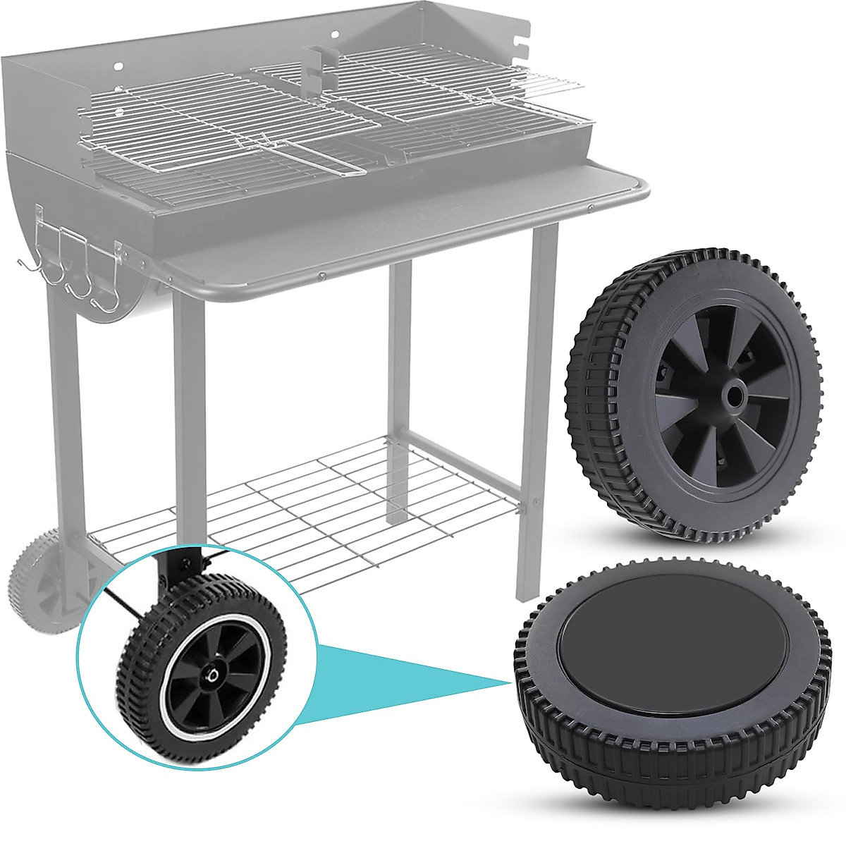 Atunee G437-0037-W1 7 Inch Wheels Grill Replacement Parts for Charbroil 463377319 463352521 469335115 463436415 463340516