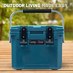 CAMP-ZERO 10L-10.6 Quart Portable Hard Cooler Ice Chest, Perfect for Drinks, Lunch, Beach, Picnics, Boating, Camping and Travel with 2 Molded-in Cup Holders and Folding Aluminum Handle