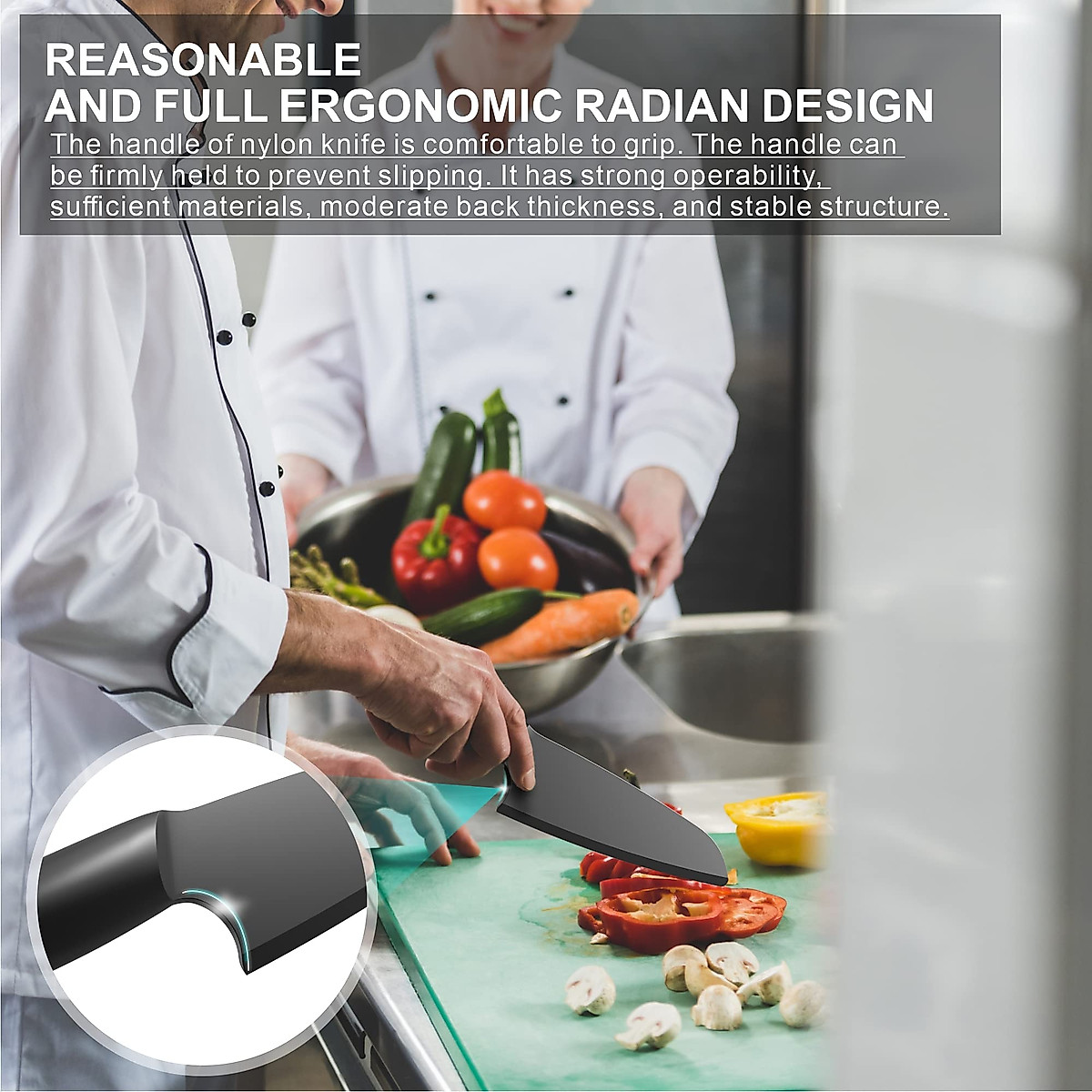 AILUROPODA Nylon Knife | 2 PCS Nylon Knife for Nonstick Pans | Nylon Knife Set for Cutting Fruits, Veggies and Bread Black