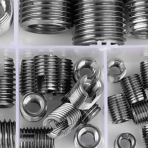 50Pcs Stainless Steel Inner Thread Self Tapping Thread Inserts Set Thread Reinforce Repair Tool M3- with a Storage Case