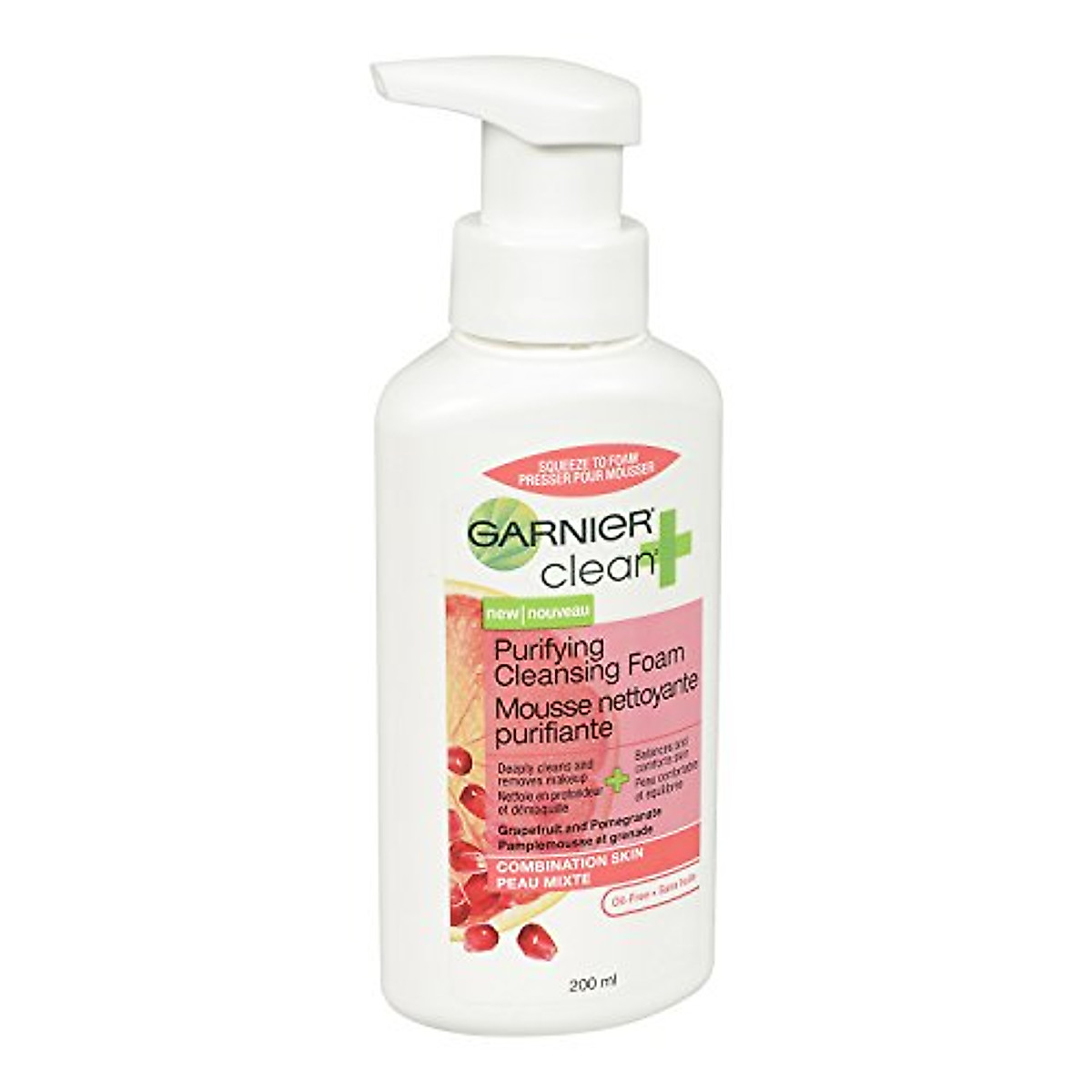 Garnier Clean+ Purifying Foam Cleanser For Combination Skin, 6.8 Fluid Ounces