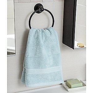 Amazon Basics AB-BR807-OR Modern Towel Ring, 6.3-inch Diameter, Oil Rubbed Bronze & AB-BR809-OR Modern Spring Toilet Paper Holder, Oil Rubbed Bronze