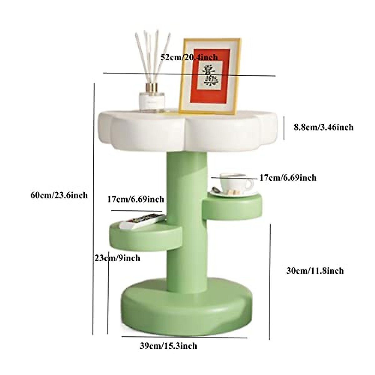VejiA End Table Unique Flower Shaped Side Table, Small Accent Nightstand, Couch Table End Table Bedside Tables, Living Room Coffee Table, and Sofa Table 20.4 * 23.6 Inches Sid