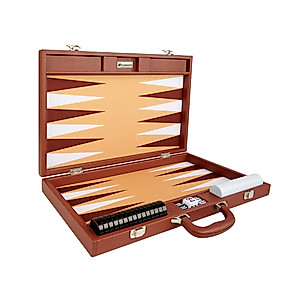 Silverman & Co. 19-inch Premium Backgammon Set - Desert Brown Board