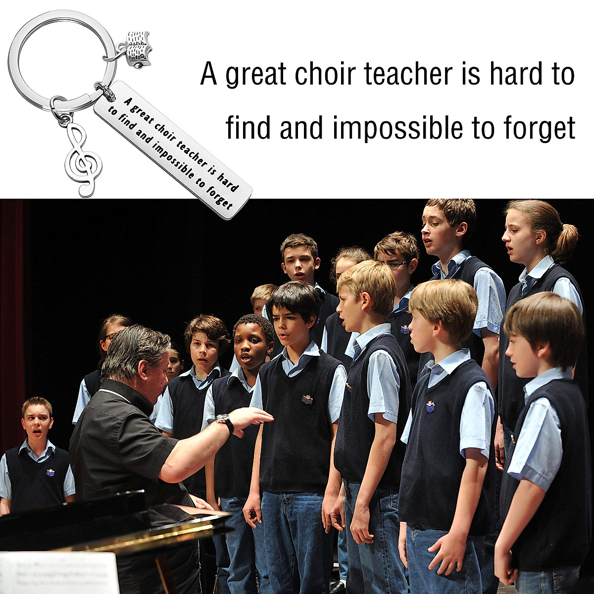 SEIRAA Music Teacher Gift A Truly Great Choir Teacher is Hard to Find Keychain Thank You Gift for Choir(Choir Teacher Keychain)