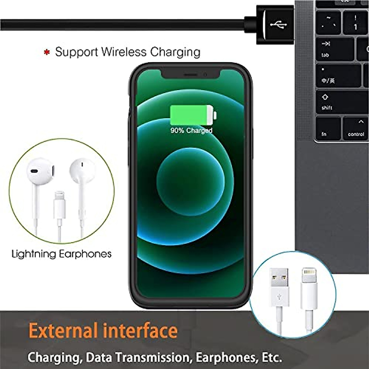 AFTRYOUGO Battery Case for iPhone 12/12 Pro(6.1 inches),7000mAh Ultra-Thin Portable Charger case, Supports MagSafe Wireless Charging, Compatible with iPhone 12 / iPhone 12 Pro (XDL-640MW)-Black