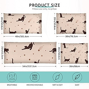 Halloween Black Cat Star Pillowcase for Hair and Skin Body Pillow Cover Bed Pillow Cases Standard Size 20"X 26" Pillow Cases Body Size with Zipper for Men