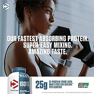 Dymatize ISO100 Hydrolyzed Protein Powder, 100% Whey Isolate Protein, 25g of Protein, 5.5g BCAAs, Gluten Free, Fast Absorbing, Easy Digesting, Birthday Cake, 1.6 Pound (packaging may vary)