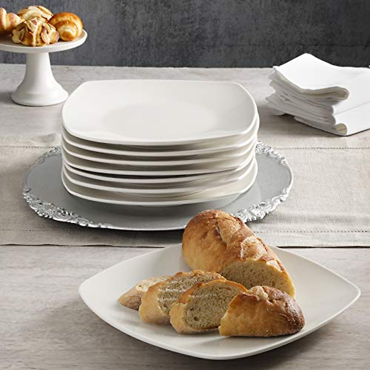 Gibson Home Zen Buffet Dinnerware, 8-Piece Porcelain Dinner Plate Set, White