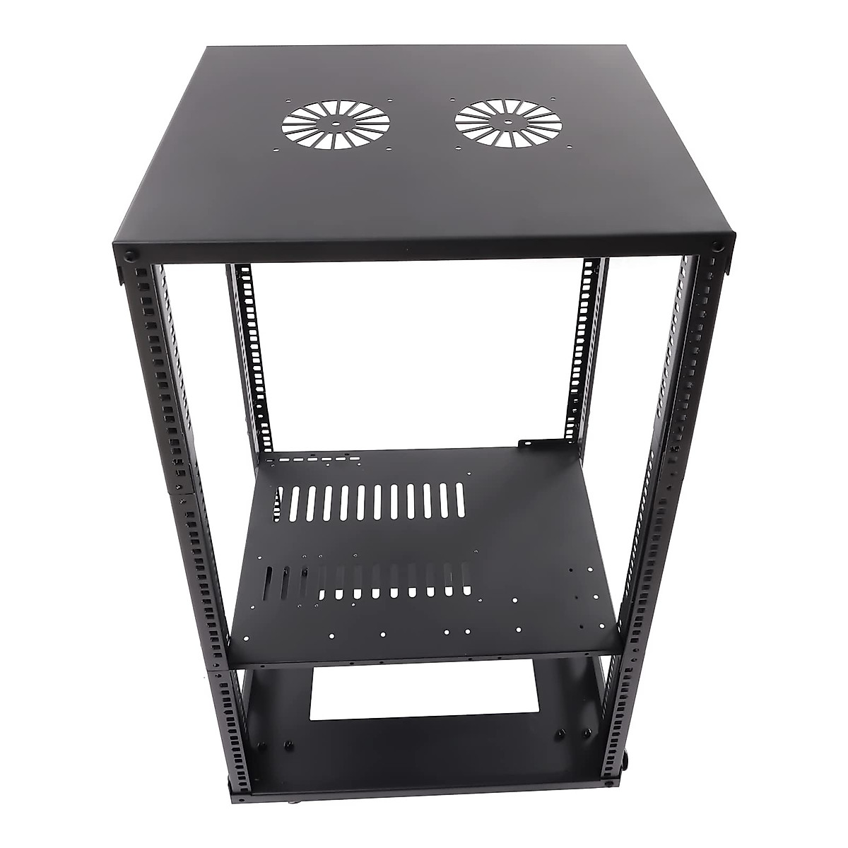 18U Open Frame Server Rack - 4 Post Adjustable Mobile - Free Standing Rolling Network/Computer Equipment Data Rack, Open Frame Rack for Servers & AV Gear