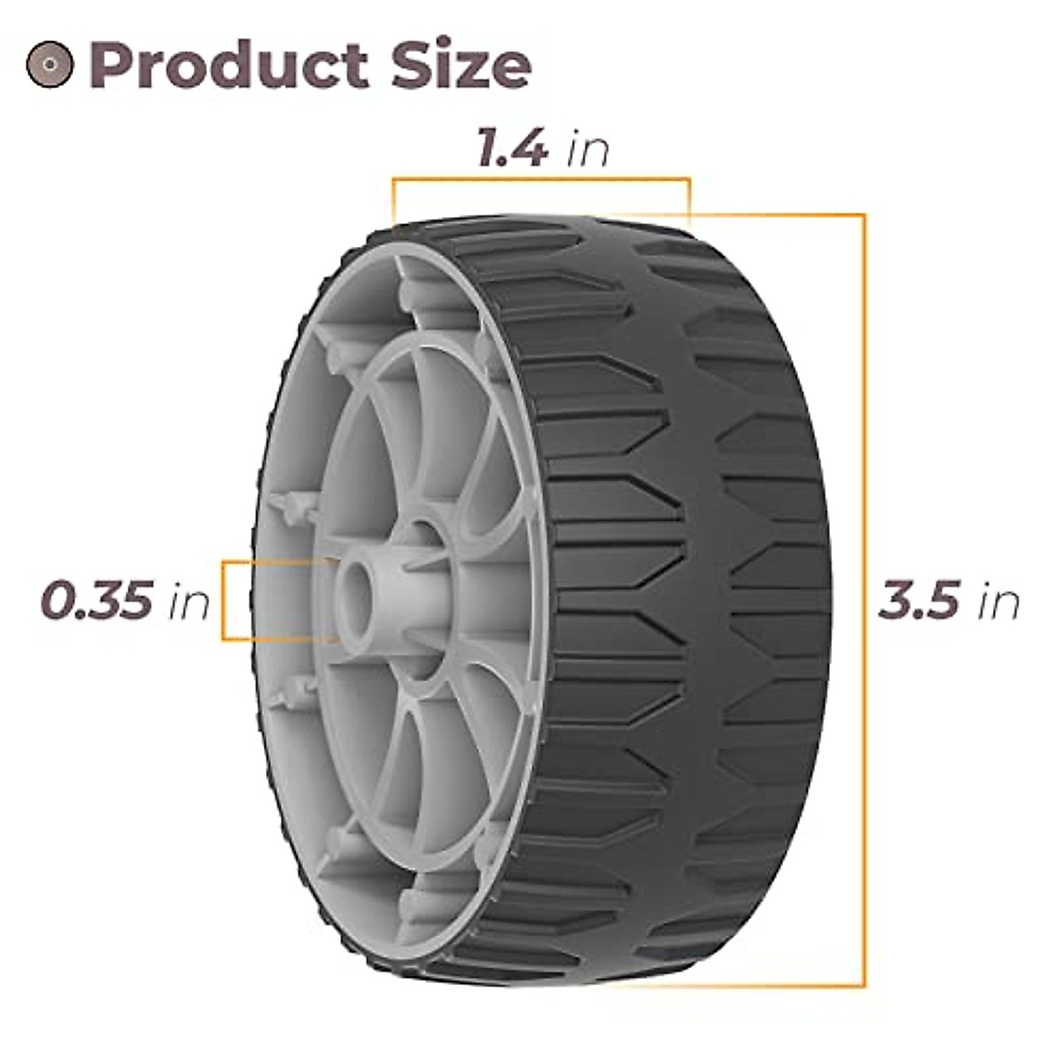 Cooler Replacement Wheels - 3.5 Inch Rollers for Igloo 28/52 qt Coolers, Compatible with Ice Cube, Black, 2 Pack