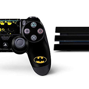 Skinit Decal Gaming Skin Compatible with PS4 Pro Console and Controller Bundle - Officially Licensed Warner Bros Batman Logo Yellow Splash Design