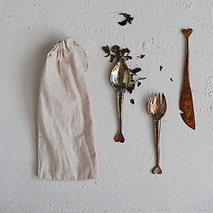 Creative Co-Op Hand Forged Copper Appetizer Cutlery, Set of 4 Serveware, 7" L x 1" W x 0" H