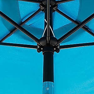 Blissun 7.5 ft Patio Umbrella, Market Umbrella with Push Button Tilt Crank, Cerulean