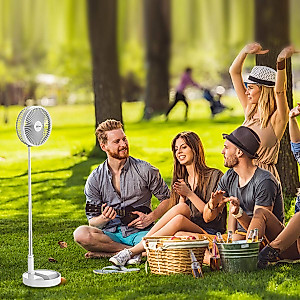 AICase Stand Fan,Folding Portable Telescopic Floor/USB Desk Fan with 7200mAh Rechargeable Battery,4 Speeds Super Quiet Adjustable Height and Head Great for Office Home Outdoor Camping