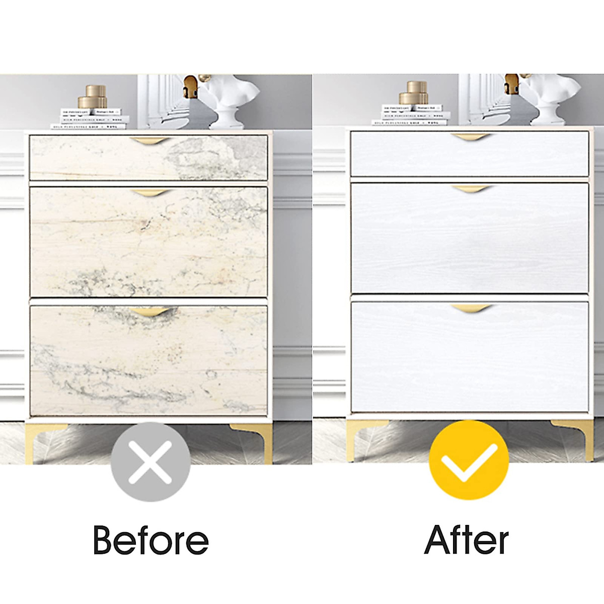 Arthome 11x100 inch White Wood Contact Paper, Self Adhesive Wallpaper Waterproof Gloss PVC Vinyl, Oil Proof,White Wood Vinyl Paper for Furniture Cover Surface,Countertop,Kitchen,Shelf Liner