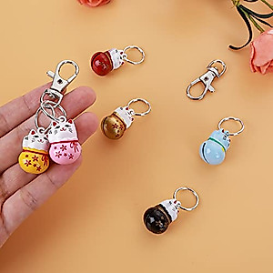 TIESOME Cat Collar Bells, 6pcs Fortune Cat Tiny Bells for Kittens Training Loud Bells with Breakaway Buckle for Cat Necklace Pendant Cat Collar Bells for Lucky with Key Rings