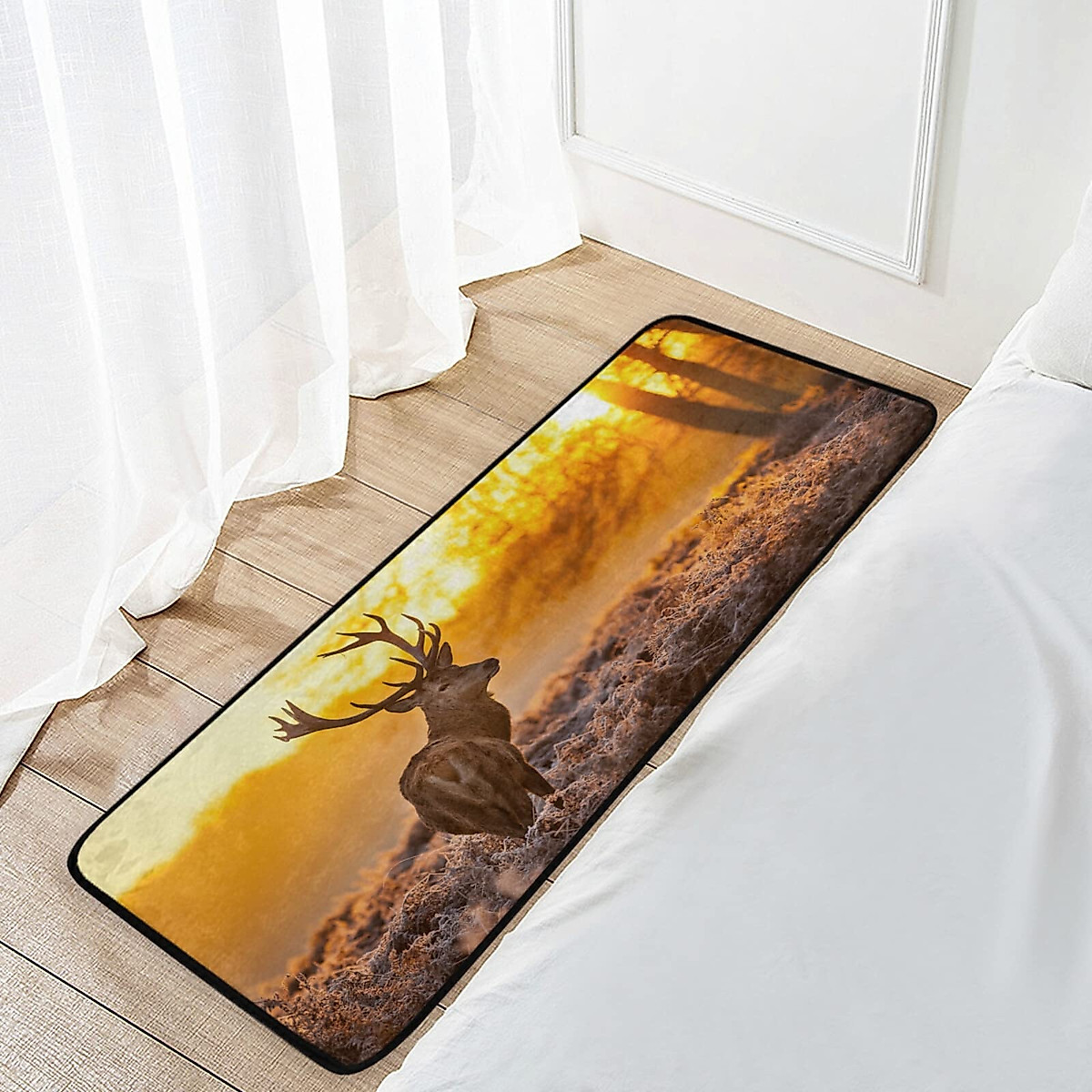 susiyo Red Deer in Morning Sun Kitchen Rug Floor Mat Non-Slip Anti Fatigue Memory Foam Comfort Standing Mats for Entryway Hallway Bathroom Welcome Doormat 39x20inch