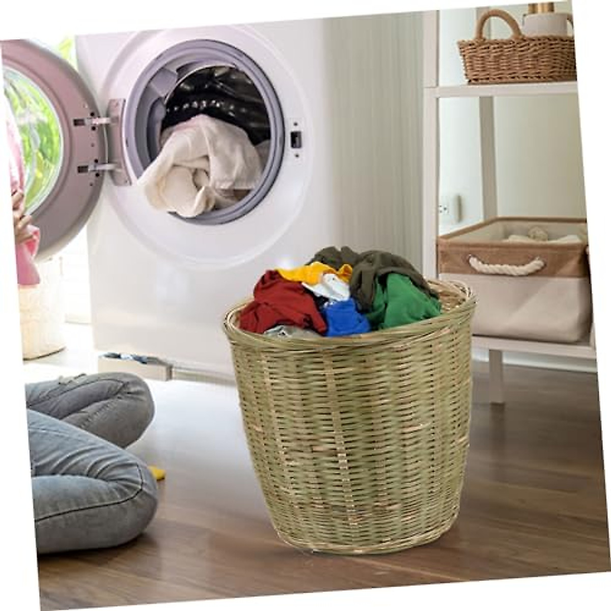 FONDOTIN Basket Storage Basket Garbage Can Dirty Clothes Basket Blanket Organizer Rubbish Paper Bin Farmhouse Wastebasket Bin Round Wastebasket Compost Bin Trash Can Versatile Basket