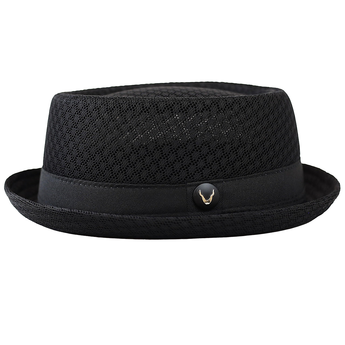 The Hat Depot Light Weight Classic Soft Cool Mesh Porkpie hat (L/XL, Black)