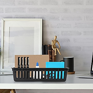 12PCS Stackable Storage Baskets, Drawer Storage Baskets and Trays, Slim Container Organizer for Desk, Vanity, Bedroom,Bathroom, Kitchen and Garage - Black