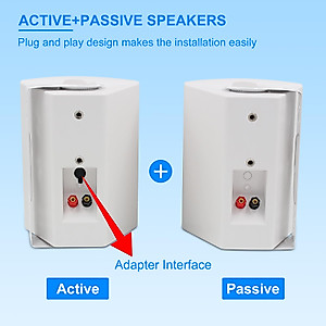 Herdio 5.25 Inch 300 Watts Indoor Outdoor Bluetooth Speakers Waterproof Wall Mount Speakers Wired System All Weather Resistant for Patio Porch Home Theather Backyard(White)