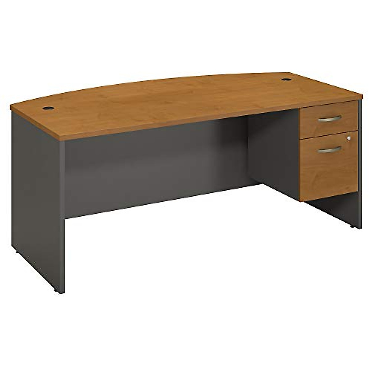 Bush Business Furniture Series C Collection 72W X 36D Bow Front Desk with 3/4 Pedestal in Natural Cherry