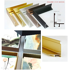 Querfun DIY Metal Floating Frame for 12X16 Canvas,0.6-0.85“/1.5-2cm Canvas Depth.Picture Art Wall Décor,Art Canvas,a Frame Kit,Cut to Pieces,No Canvas Included Light Gold