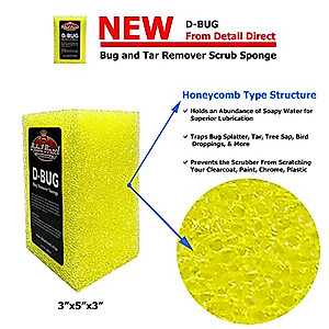 DETAIL DIRECT D-Bug Scrubber Sponge for Car Detailing, Yellow