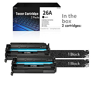 26A Standard Yield Laser Toner: Compatible Cartridge Replacement for HP 26A CF226A 26X CF226X for Pro M402dn M402n M402d M402dw MFP M426 M426fdw M426dw M426fdn ( 2-Pack , Black)