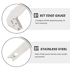 iplusmile Drill Gauge Stainless Steel Drill Point Gage 118 Degree Drill Bits Angle Gage Grinding Gauge Sharpening Tool (Silver)