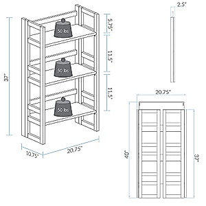 Casual Home 3-Shelf Folding Student Bookcase (20.75" Wide)-Natural