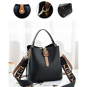 LABANCA Women Retro Alligator Bucket Bags Crocodile Pattern Designer Shoulder Bag Ladies PU Purse Crossbody Wallet Bag (06226 Black)