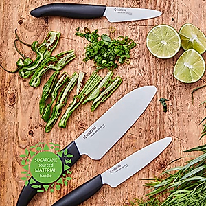 Kyocera Ceramic 4.5" Utility Knife w/ Sugarcane Sourced Material Handle, Black,White