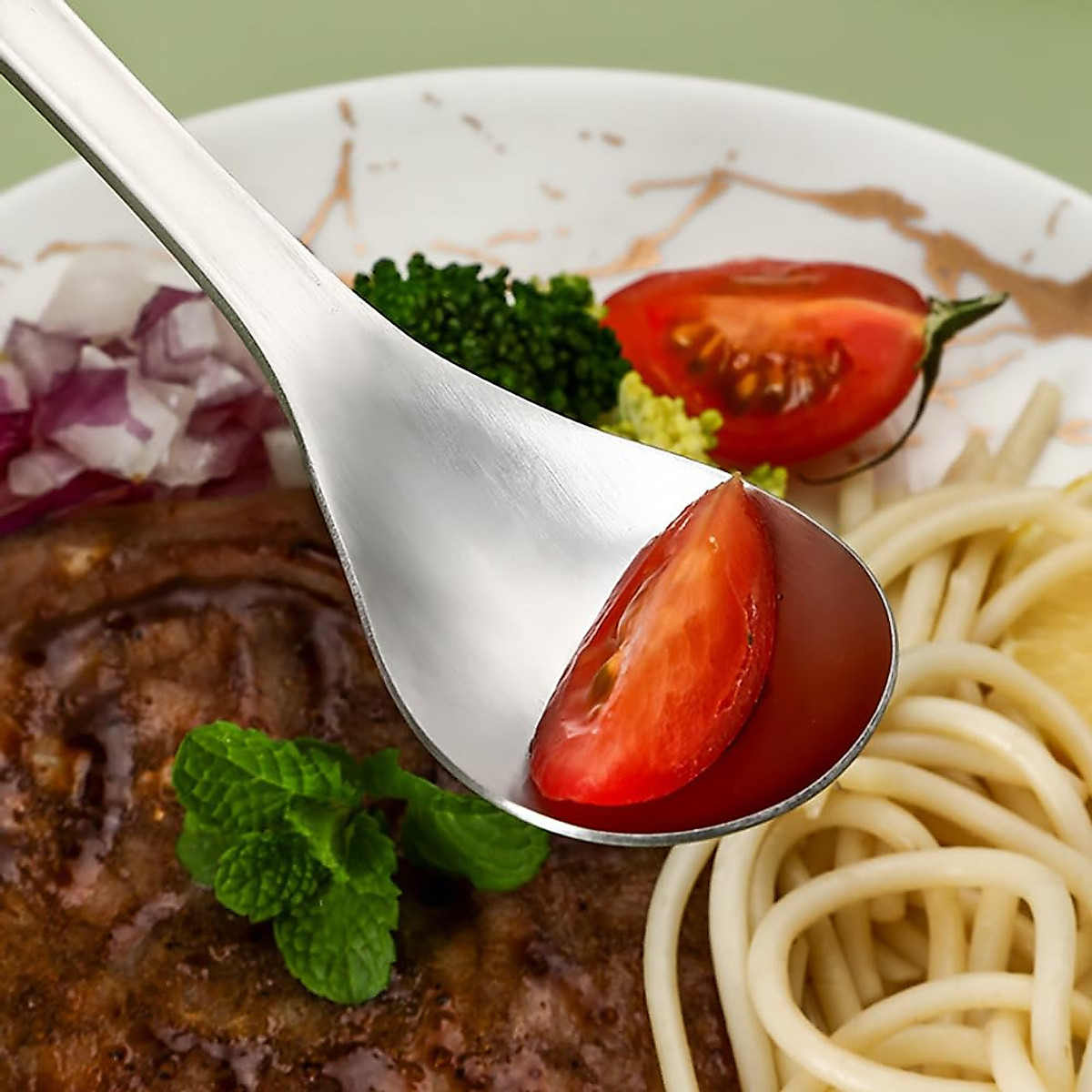 Thomaso 30 Piece Round Handle Cutlery Silverware Sets,1810 Stainless Steel Flatwares for 6,Silver Forks and Spoons Silverware Set,Unique Thicken Handle Utensil Set,Dishwasher Safe