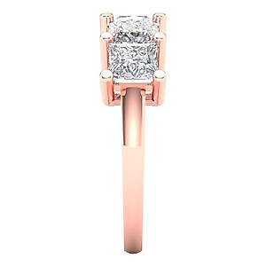 2.5 ct Princess Cut Clear Simulated Diamond 14k Rose Gold Eternity Wedding Engagement Promise anniversary Band Sz 4.5