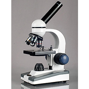 AmScope M150-E Digital Compound Monocular Microscope, WF10x Eyepiece, 40x-400x Magnification, LED Illumination, Brightfield, Single-Lens Condenser, Coarse and Fine Focus, Plain Stage, 110V, Includes 0.3MP Camera and Software