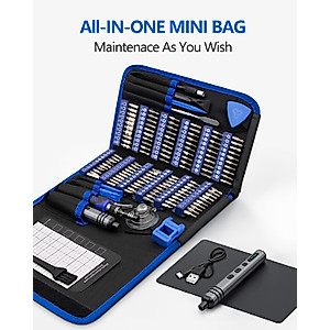 Mini Electric Screwdriver Set 140-IN-1: UnaMela Small Electric Screwdriver Cordless - 120 Precision Bits, 5 Torque Settings, LED Light, Magnetic Power Screwdriver Repair Tool Kit for PC RC Electronics