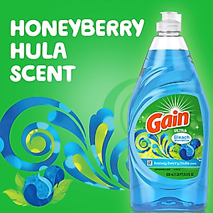 Gain Ultra Bleach Alternative Dishwashing Liquid Dish Soap, Honey Berry Hula Scent - 21.6 Fluid Ounce (Pack of 2)