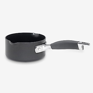 Anolon Advanced Hard Anodized Nonstick Sauce Pan/Saucepan with Straining and Pour Spouts, 1 Quart, Gray