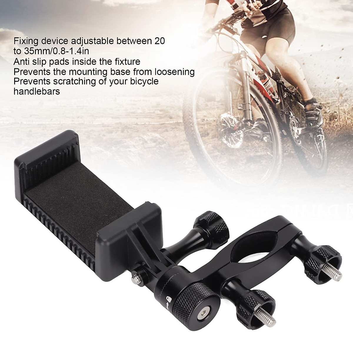 Bike Camera Holder, 360 Degree Rotation Motorcycle Camera Bracket Corrosion Resistance Slip Resistance Pad for Sports Camera