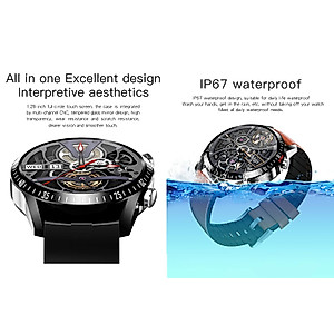 KRG Kerunga Business Sports Smart Watch Compatible with iPhone and Android/with Bluetooth Calling/Heart Rate/Sleep Tracker/IP67 (Black Silicone Strap Style, KRG-K29, 10*1.8*0.5inch