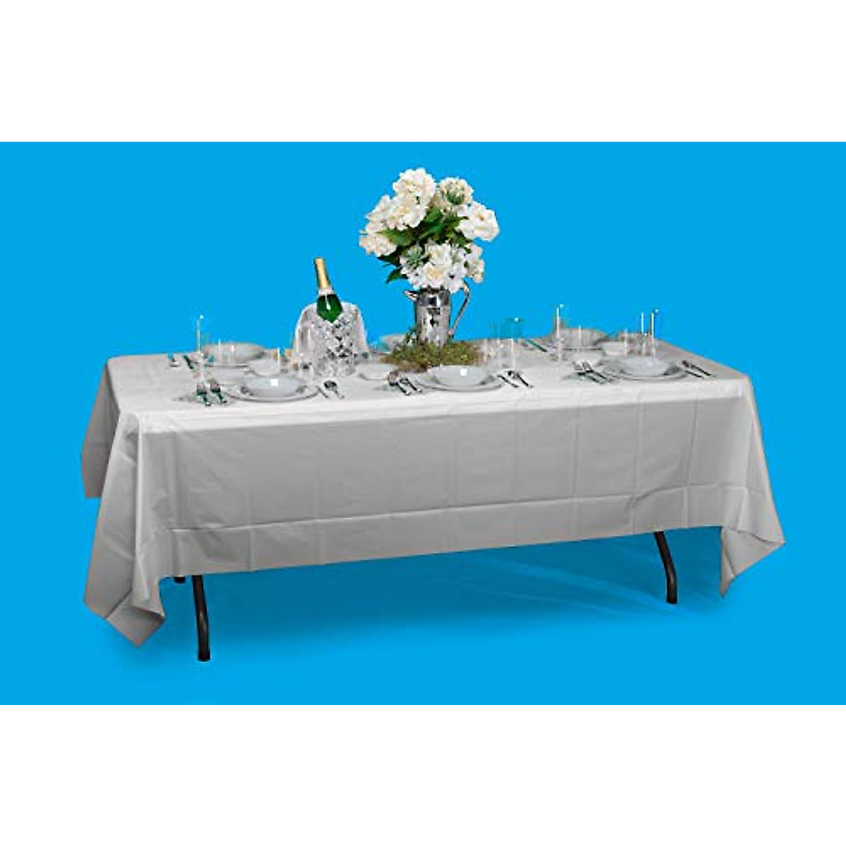 Exquisite 6-Pack Premium Plastic Tablecloth 54in. x 108in. Rectangle Plastic Table Cover - Purple