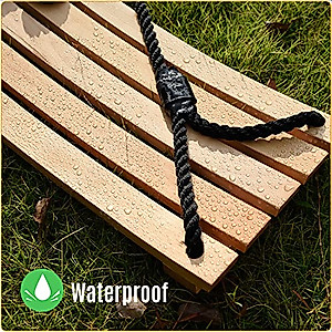 Taeku Adult Tree Swing, Hanging Beech Wood Swings with Adjustable Rope Garden Chair Seat Swing for Indoor Outdoor (22''x10'')