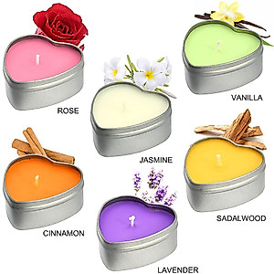 DEYBBY Large Heart Shaped Scented Tea Lights Candles, Smokeless Soywax —6 Hours Long Burning Lavender Purple Aromatherapy Candles for Relaxation, Spa and Bath (Pack of 6)