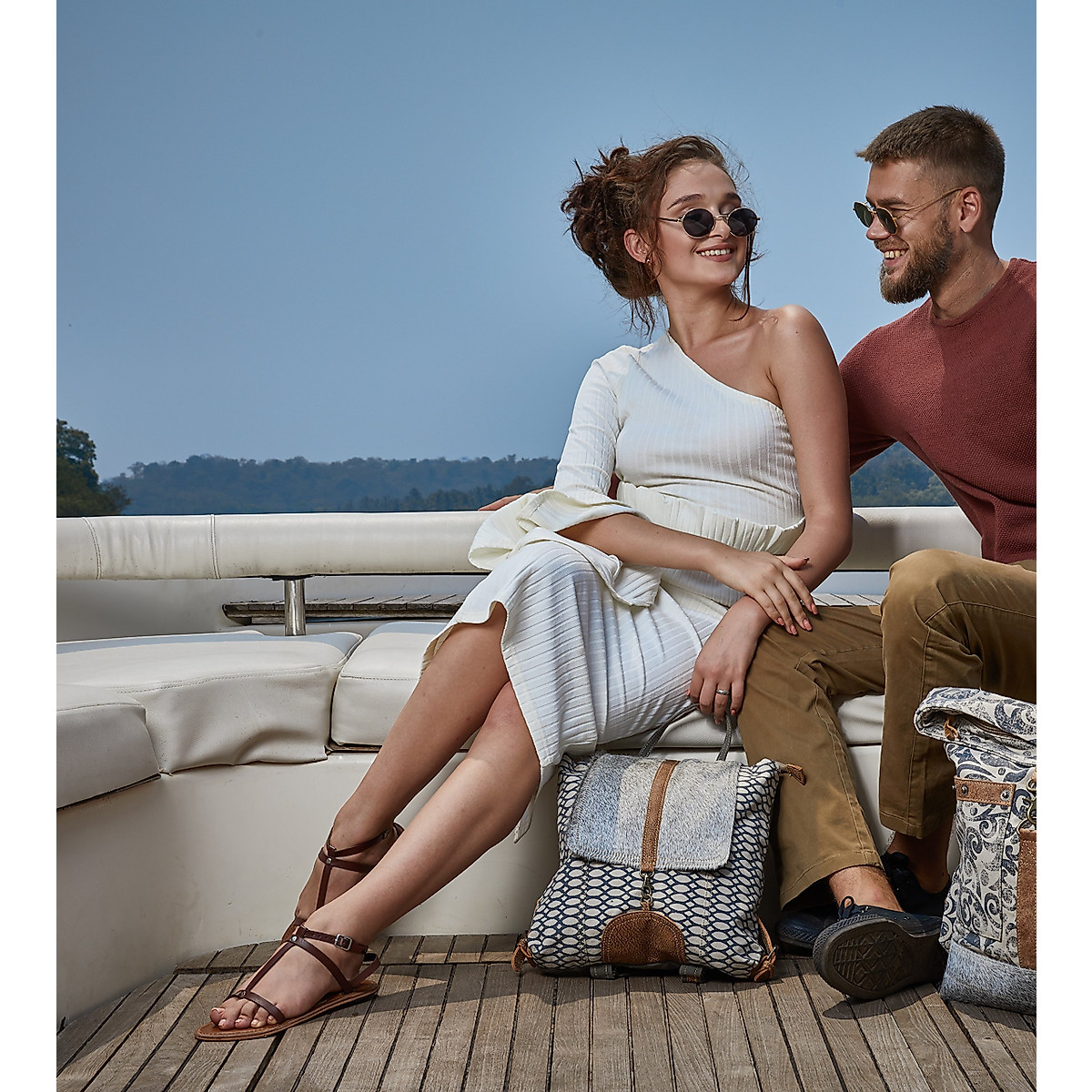 Myra Bag Honey Bee Cowhide & Upcycled Canvas Backpack S-1162