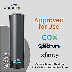 ARRIS Surfboard G36 DOCSIS 3.1 Multi-Gigabit Cable Modem & AX3000 Wi-Fi Router , Comcast Xfinity, Cox, Spectrum, Four 2.5 Gbps Ports , 1.2 Gbps Max Internet Speeds , 4 OFDM Channels