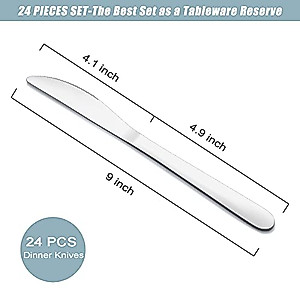 Gymdin 24 Pieces Knives Set, 9 Inches Dinner Knives Set, Butter Knives, Food Grade Stainless Steel Table Knife Set, Dishwasher Safe & Mirror Polished, Knives Silverware for Home/Restaurant/Kitchen