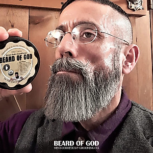 Warm Tobacco Pipe, Beard Balm Conditioner - Natural, Organic and Crafted in USA by Beard of God - Medium Hold, Low Sheen, Melts Easy in Hands, No Grittiness